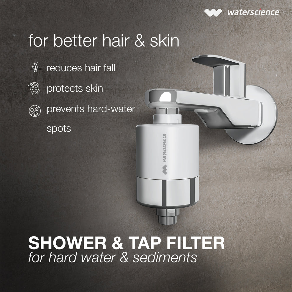 CLEO Shower & Tap Filter for Hard Water - for Borewell/Tanker Water ...